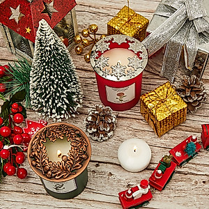 Moxweyeni 2 Pieces Candle Toppers to Burn Evenly Scented Jar Candles Cover 2.85 Inch Leaf Pine Candle Topper Lids Jar Candle Accessories Sleeves Gifts for Christmas Candles Party Favor(Chic Style)