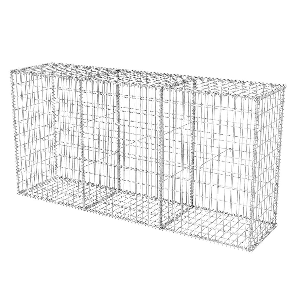 GOLINPEILO Fence Panel Outdoor Privacy Fence Screen Gabion Basket for Retaining Wall Block Gabion Cages Outdoor Decorative Fences Fencing for Yard, Silver Galvanized Steel 78.7"x19.7"x39.4" -AA