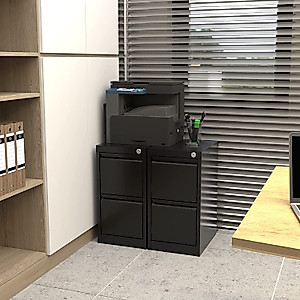 GangMei 2 Drawer Metal Vertical File Cabinet with Lock, Narrow Filing Cabinet with Hanging Letter/Legal/A4 Folders for Home, Office, Assembly Required, Black, 2 Drawers