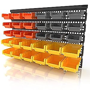 XDOVET Garage Organizer Bins, 30PC Wall Mount Storage Small Parts Bins With Peg Board And Install Screws, Store Your Nuts, Bolts, Screws, Nails, Beads