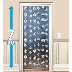 Snowflake White Foil String Decorations - 7' (6 Pc) - Elegant Winter Party Decor - Perfect for Holidays & Events