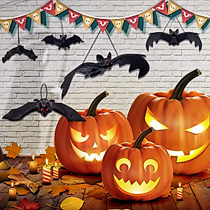 ILEBYGO 5Pcs Halloween Bats, Rubber Vampire Bats, Hanging Bat for Halloween Party, April Fool's Day,Haunted House Decoration