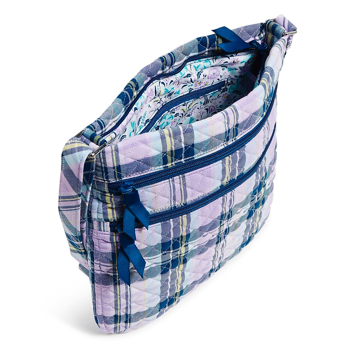 Vera Bradley Women's Cotton Triple Zip Hipster Crossbody Purse, Summer Stars - Recycled Cotton, One Size