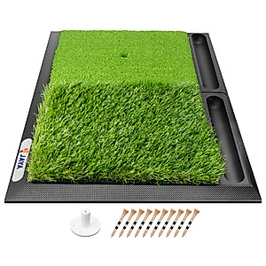 JAYA Golf Hitting Mat with Ball Tray, Heavy Rubber Base, Fairway & Rough Turf Golf Training Mat, Golf Tees and Rubber Tee Holder Included, Portable Golf Practice Mat for Indoor and Outdoor