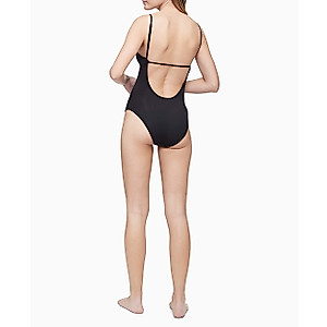 Calvin Klein Women's Pure Ribbed Lounge Bodysuit, Black, M