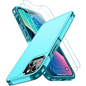 SPIDERCASE Designed for iPhone 13 Case/iPhone 14 Case, [10 FT Military Grade Drop Protection] [with 2 pcs Tempered Glass Screen Protector] Cover for iPhone 13 &14 6.1 inch-Light Blue