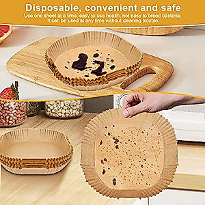 Air Fryer Liners Disposable 7.9 Inch Square 100pcs Easy Cleanup Non-stick Oil-proof for Frying, Baking,Cooking, Roasting