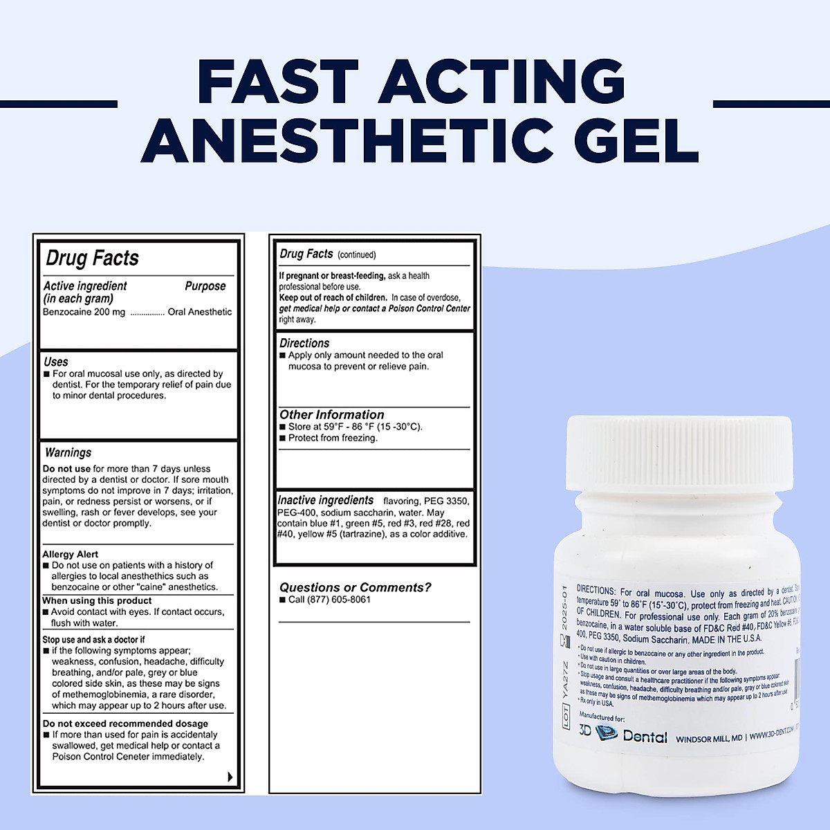 The Essentials Dynamic Dental Candi Caine, Topical Anesthetic Gel, 1 oz, Bubble Gum Flavor