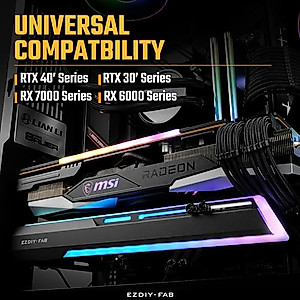 EZDIY-FAB 5V ARGB GPU Holder Brace Graphics Card GPU Support Video Card Holder Bracket, Strenchable Structure, Video Card Sag Holder/Holster Bracket Support RX7990XTX, RTX4090, Black-341