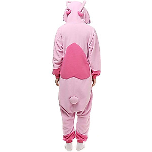 HAPPY LIVES Adult Women Onesie Pajama Halloween Costumes for Adult and Teenagers (Pink Stitch, X-Large)