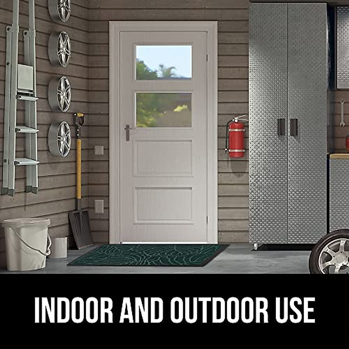 Gorilla Grip 100% Waterproof All-Season WeatherMax Doormat, Durable Natural Rubber, Stain and Fade Resistant, Low Profile, Indoor Outdoor Door Mats, Easy Clean Patio Entrance Mat, 17x29, Green Palm