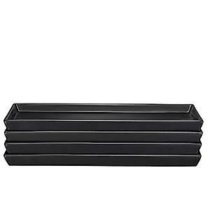 Bruntmor Matte Black Ceramic Serving Platters (14 X 6 Inch Rectangle Plates) Serving Dishes for Entertainment, Food Appetizers, Deserts, Starter, Charcuterie, Sushi Set of Party Tray - Set of 4