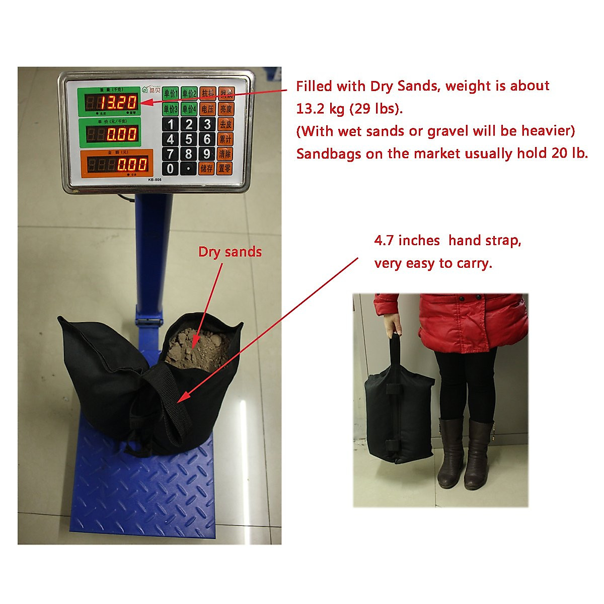 YELAIYEHAO 4 PCS Weights Bag for Pop up Canopy Tent Weighted Feet Bag Sand Bag (17x15.8 inch)