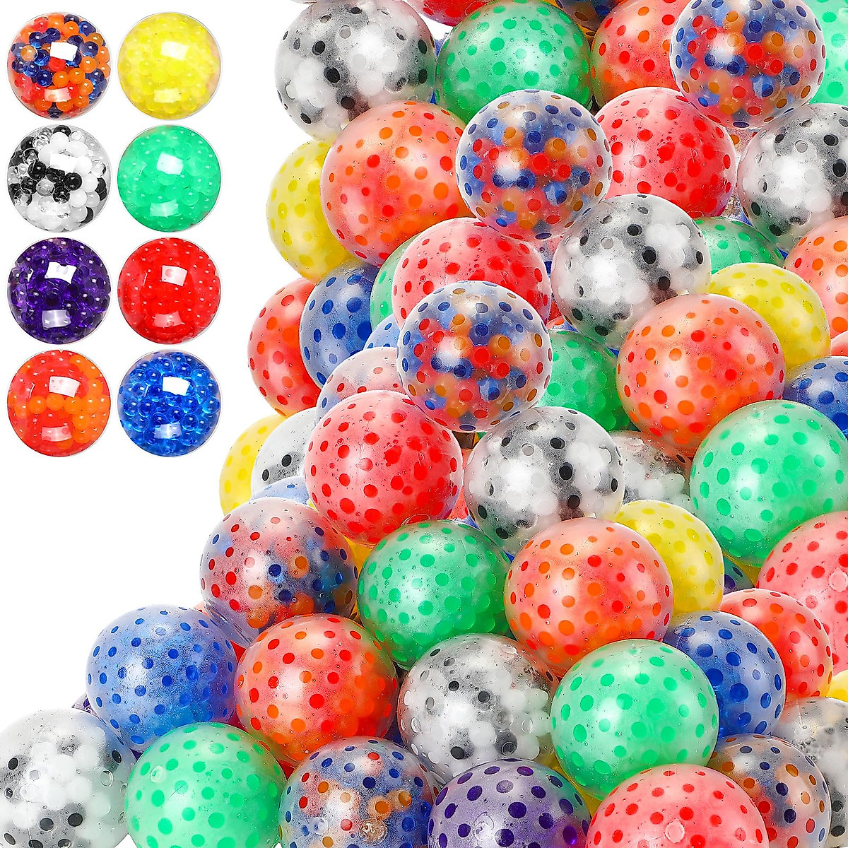 Poen 150 Pcs Small Balls Christmas Ball Adults Ball with Water Beads 1.65 Inches Colorful Balls Bulk for Party Favors, 8 Colors
