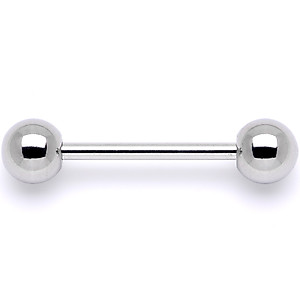 Body Candy Stainless Steel Straight Barbell Tongue Ring 14 Gauge 5/8" 6mm Ball