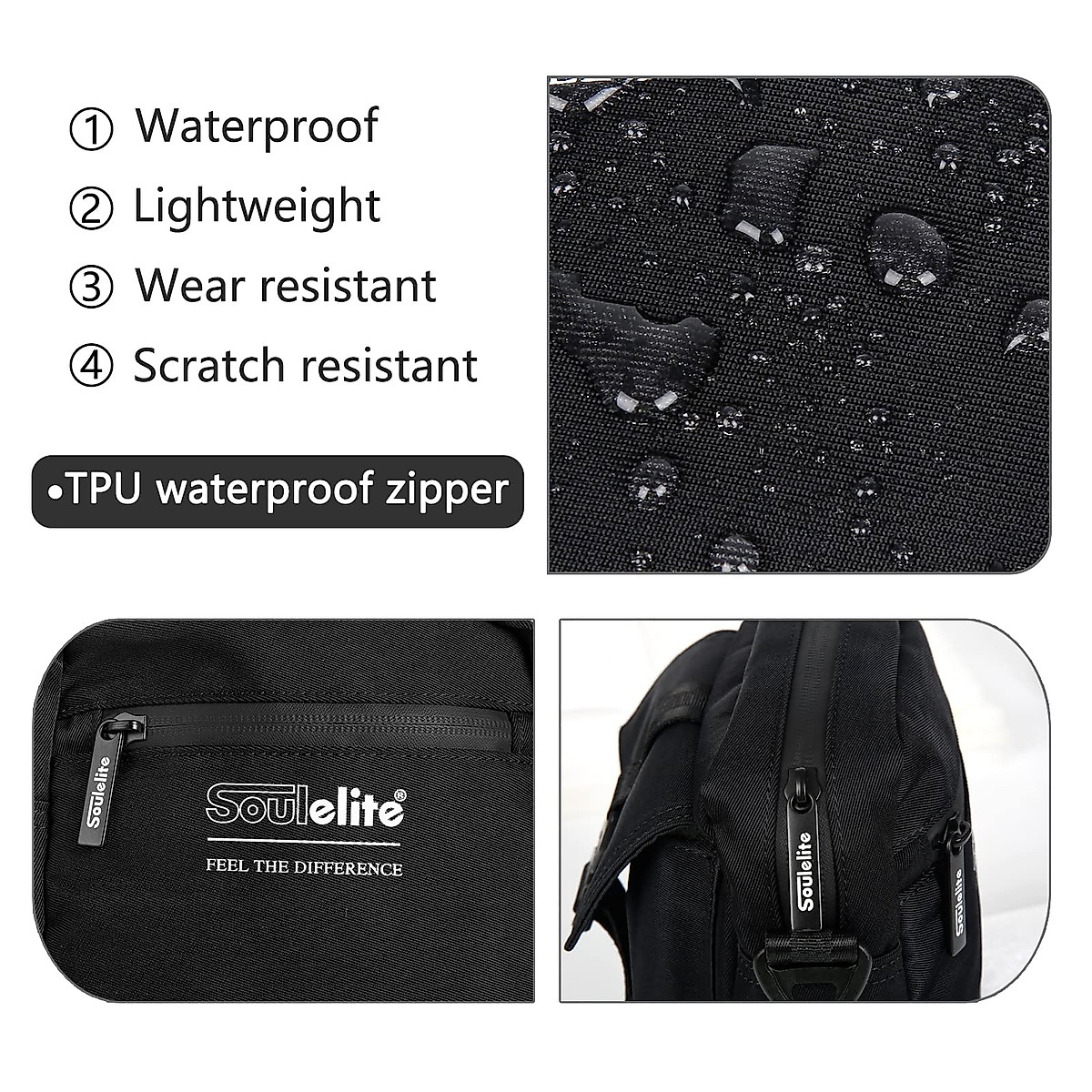 Soulelite Small Sling Bag Cell Phone Bag Wallet Crossbody Bags for Women/Men, Durable and Waterproof, Suitable for Casual Sports, Commute, and Outdoors -Black