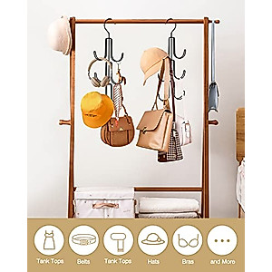 2Pack Purse Hanger Organizer for Closet Handbag Silver Metal Holder, Hanging Closet Organization Storage Scarves, Men's Ties, Women's Shawls, Backpacks, Belts, Accessories, Clothes (Black)