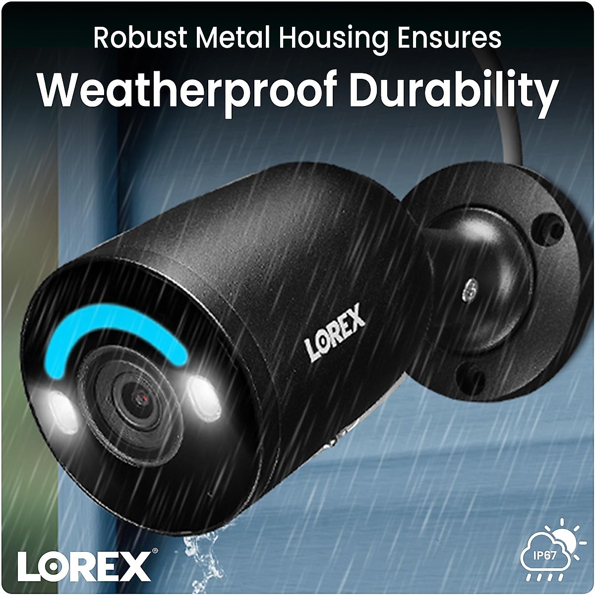 Lorex 4K 8MP Deterrence Bullet AI PoE IP Wired Add-On Metal Indoor/Outdoor Camera - Smart Security Lighting, Color Night Vision, Smart Motion Detection Plus, Two-Way Audio, IP67 Weatherproof Rated