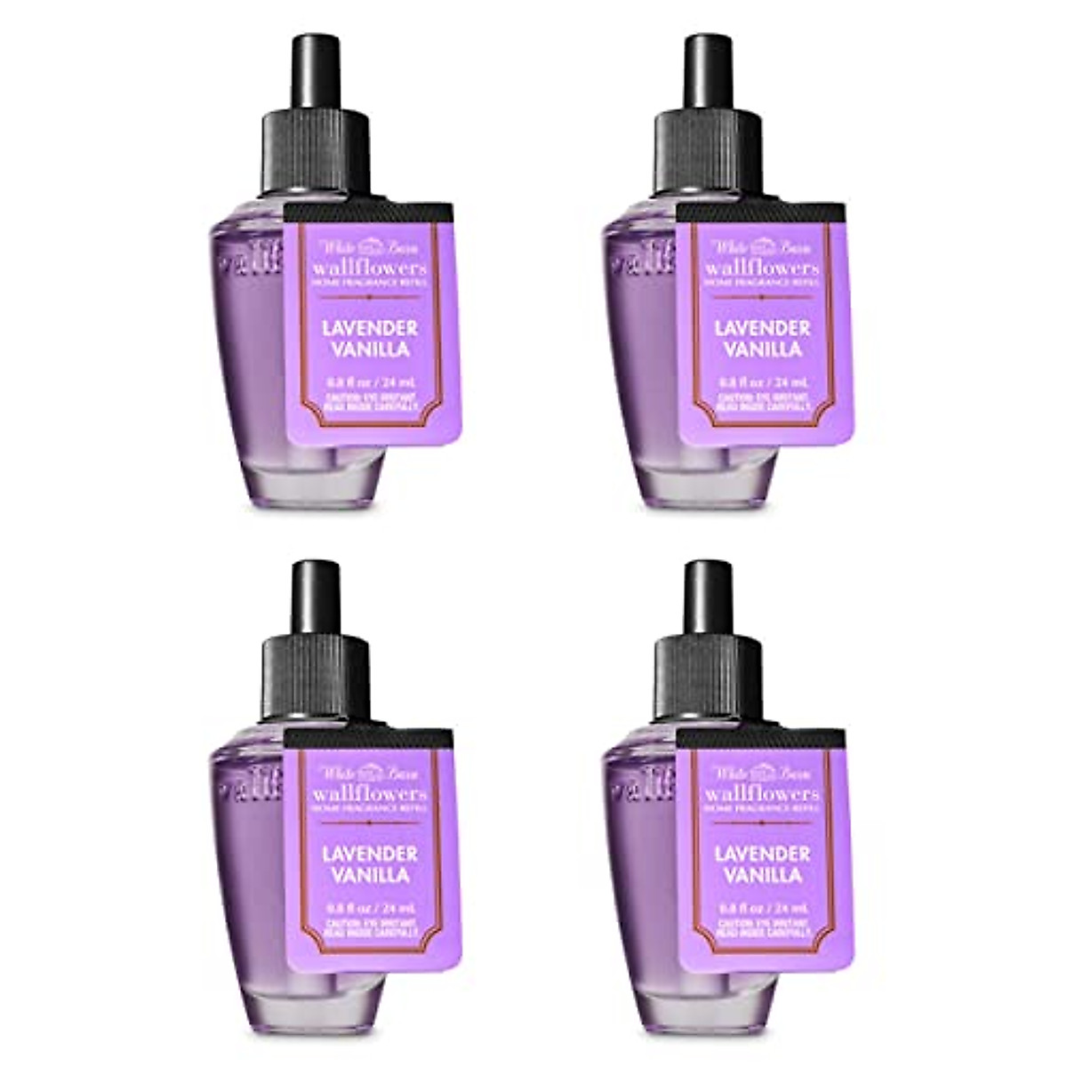 Bath & Body Works Lavender Vanilla Wallflower - Four (4) Refill Bulbs - Odor Eliminating with Fresh Source