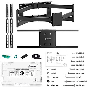 ONKRON Heavy Duty TV Wall Mount for 42-110 Inch TVs & Interactive Panels up to 220 lbs - Full Motion Swivel & Tilt, Black