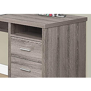Monarch Specialties I 7255 Computer Desk, Home Office, Corner, Left, Right Set-up, Storage Drawers, 80"L, L Shape, Work, Laptop, Metal, Laminate, Brown, Grey