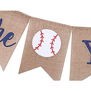 Rookie of the Year Burlap Banner - Rookie Year Birthday, Rookie of the Year,Baseball First 1st Birthday Decoration, Baseball Birthday Party Banner, Baseball Party Supplies (Rookie of the Year)