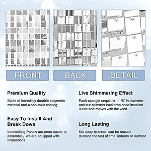 Ayfjovs 36 PCS Silver Shimmer Wall Backdrop Panels, Square Sequin Wall Backdrop Shimmer Photo Backdrops for Birthday Decoration, Graduation, Wedding, Anniversary Party Supplies