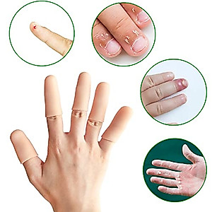14 PCS Silicone Finger Cots, Gel Finger Protectors for Finger Tips, Soft Reusable Finger Caps Great for Trigger Finger, Hand Eczema, Finger Cracking, Finger Arthritis