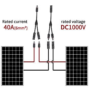 Solar Connector Y Branch Parallel Cable,Solar Panel 1 to 2 Y Cable 40A Wire Male Female 1 Pair, (MFF+FMM,30CM)