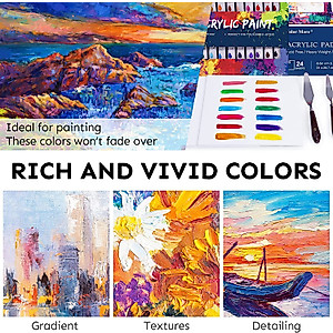 Acrylic Paint Set,46 PCS Professional Painting Supplies with Paint Brushes, 24 Colors Acrylic Paints, Painting Pad, Palette, Paint Knives and Art Sponges for Hobbyists and Beginners,Paint Set