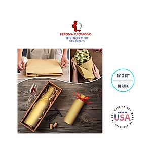 Gift Wrap Tissue Paper 10 Sheets, Premium Gift Wrap and Art Supplies for Birthdays, Holidays, or Presents by Feronia packaging, Large 15 Inch x 20 Inch Made in USA (Solid Kraft)