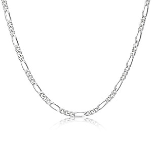 Silver Shoppe Jewelry Solid Sterling Silver Cross Necklace with 2mm Italian Figaro Chain For Women - 18