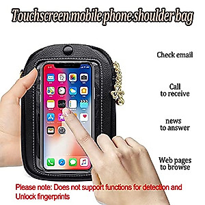 Womens Touch Screen Phone Bag,Small Crossbody Cell Phone Bag Purse Wallet with Credit Card Slots,Touch Screen Mobile Phone Bag for iPhone丨Samsung Black