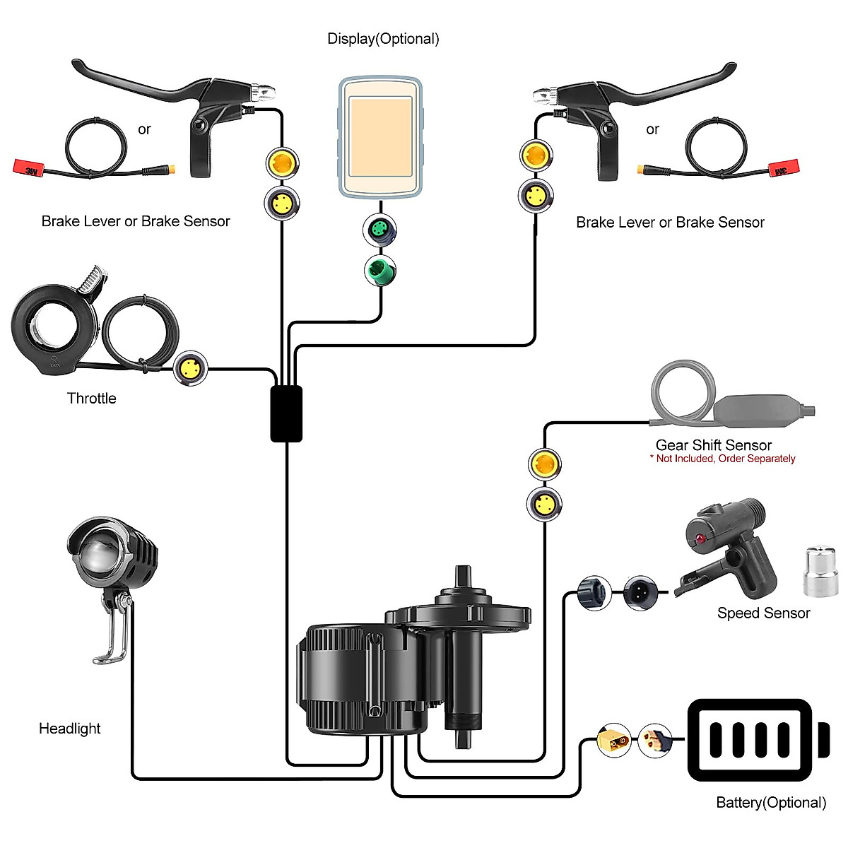 BAFANG BBS02B 48V 750W Mid Drive Electric Bike Motor Ebike Conversion Kit Mid-Mounted Engine for Mountain Bike Road Bicycle with Optional 48V 17.5Ah 18Ah and 48V 20Ah Battery