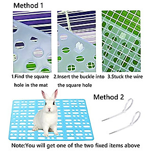 JSLZF Plastic Rabbit Cage Mat, 4 PCS Bunny Feet Pad, Small Animal Floor Pet Mat, Hole Leak Water, Resistance to Chew, Washable, Thick Nest Mat for Rabbit, Bunny