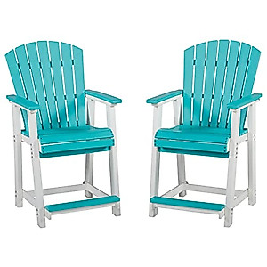 Signature Design by Ashley Outdoor Eisely HDPE Patio Barstool, 2 Count, Turquoise