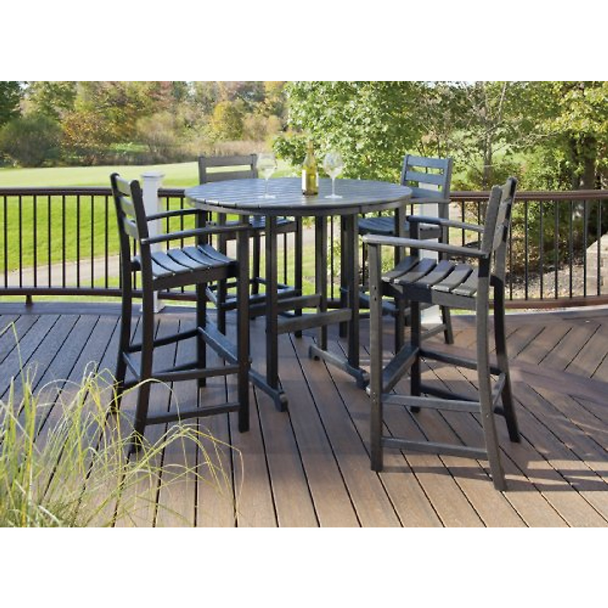 Trex Outdoor Furniture TXS119-1-CB Monterey Bay 5-Piece Bar Set, Charcoal Black
