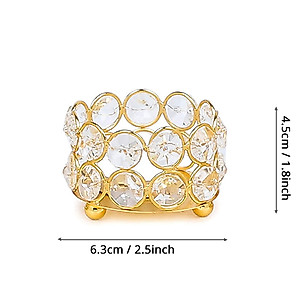 TIED RIBBONS 10 Pcs Crystal Tealight Candle Holders | Metal Rim, Golden | 2 Inch | Votive Tealights Holder | Crystal Glass Candle Holder for Table Centerpiece, Wedding, Housewarming, Anniversary