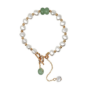 Honbay 1PCS Baroque Irregular Imitation Pearl Bracelet French Style Vintage Stylish Fake Pearl Bracelet Valentine's Day Thanksgiving Birthday Gift for Women - with a Gift Box