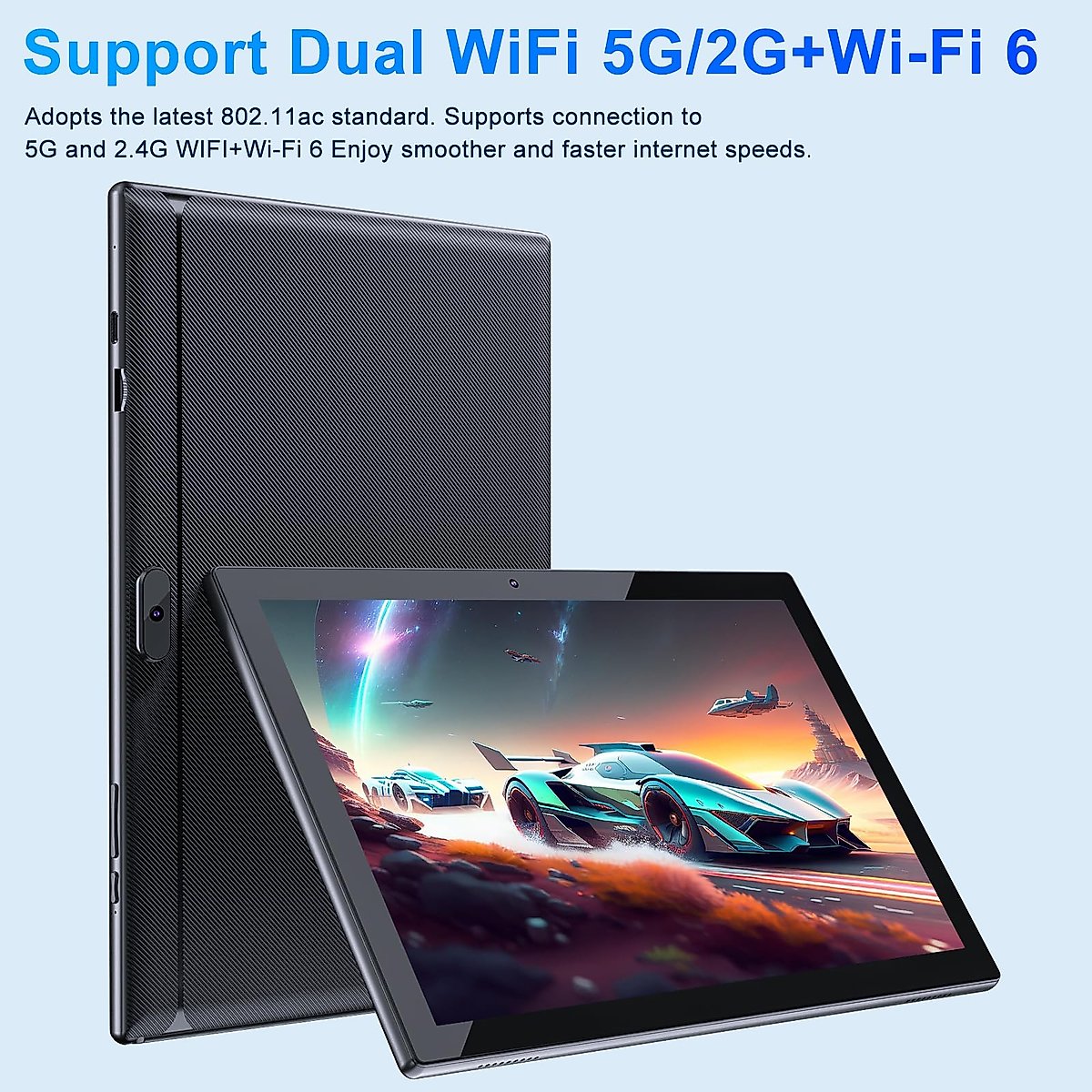 Newest 2024 Android 13 Tablet, 10.1 inch 2 in 1 Tablet with Octa-core Processor, 12GB RAM+128GB+1TB Expand, Long Lasting Battery, 2.4G/5G WiFi 6, Bluetooth 5.0, Dual Camera, Play GMS Certified