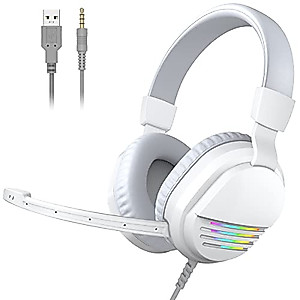 ELCTHUNDER Gaming Headset for Xbox One, PS5, PS4, PC Kids Headphones for School Over-Ear Wired Headphones with Microphone Gaming Headphones with RGB Light