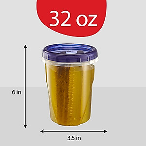 PLASTICPRO 6 Pack Twist Cap Food Storage Containers with Blue Screw on Lid- 32 oz Reusable Meal Prep Containers - Freezer and Microwave Safe Blue Plastic Food Storage