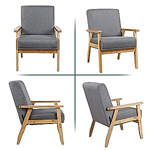 Homajor Accent Chairs Set of 2,Accent Chairs for Living Room,Accent Chair,Mid Century Modern Chair,Arm Chair,Reading Chair,Wooden Comfy Armchair for Bedroom,Grey (OWS1GY-2pc)
