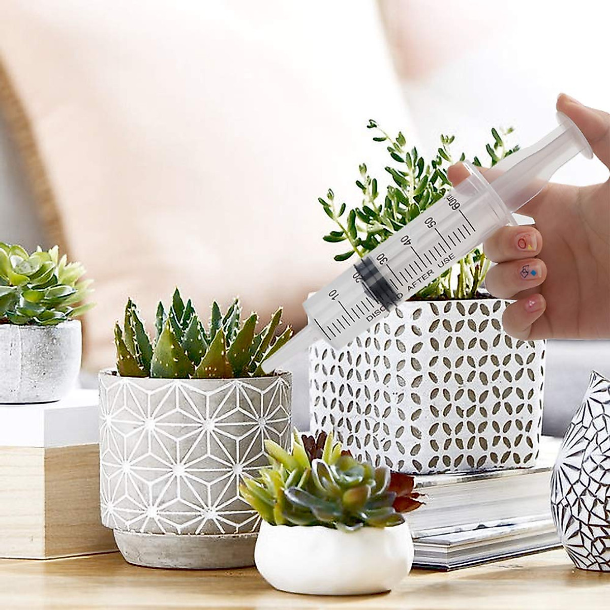 DEPEPE 8pcs 60ml Plastic Syringe with Caps, Large Catheter Tip Syringes for Lipgloss Making Feeding Food Paint Scientific Lab Measurement and Dispensing