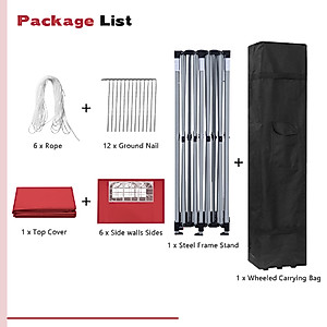 10x20 ft Instant Pop up Canopy, Wonlink Party Tent Folding Heavy Duty Gazebos with Removable Sidewalls and Wheeled Bag Waterproof Red