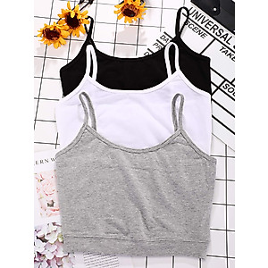 3 Pieces Spaghetti Strap Tank Camisole Top Crop Tank Top for Sports Yoga Sleeping (Black, White, Grey, S)