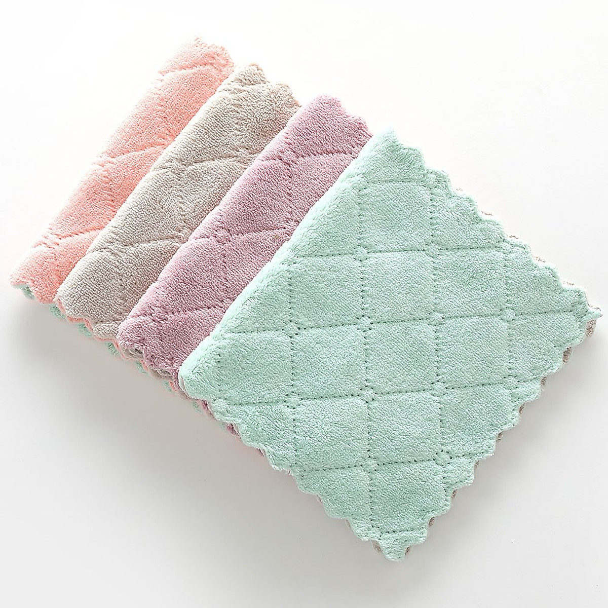 Eme-rald Kitchen Cloth Dish Towels, Premium Dishcloths, Super Absorbent Coral Velvet Dishtowels, Nonstick Oil Washable Fast Drying Double-Sided Dish Towel, Used for Table Chair Dish Glass (Green)