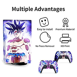 Toxxos PS5 Skin Disc Edition Anime Console and Controller Vinyl Cover Skins Wraps for Playstation 5 Disc Version CD-ROM Version Purple