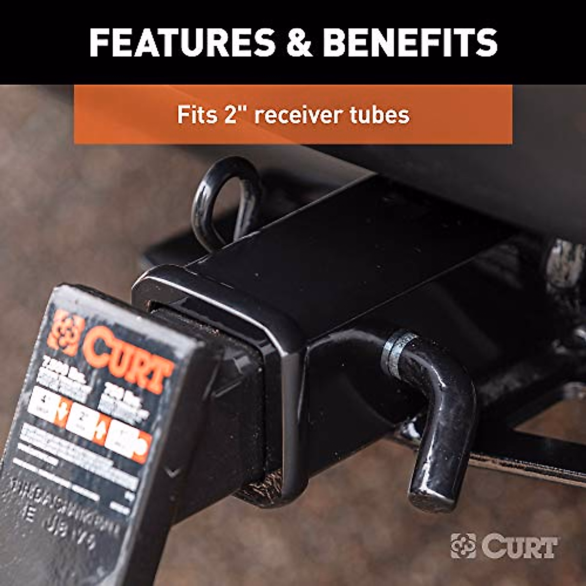 CURT 21510 Trailer Hitch Pin & Clip with Vinyl-Coated Grip, 5/8-Inch Diameter, Fits 2-Inch Receiver, CLEAR ZINC