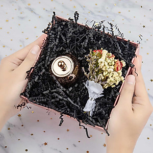 Caleihd 1/2 LB Crinkle Cut Paper Shredded Filler Paper for Gift Baskets Gift Box Confetti Paper Shreds Decoration Stuffing for Birthday, Weddings, Anniversaries, Christmas Wrapping Black